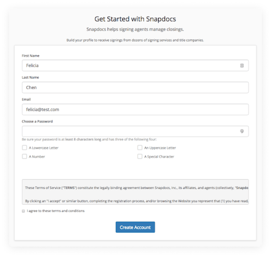 How to create a notary signing agent account on Snapdocs