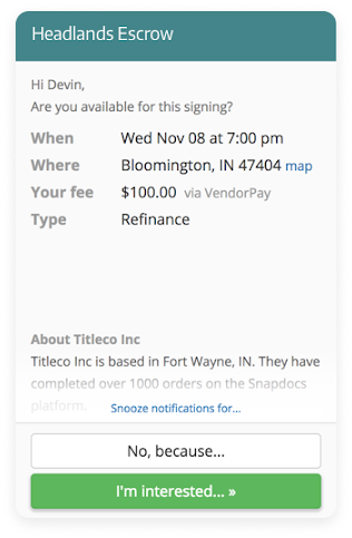 How do Snapdocs notaries receive notifications for signing agent jobs?