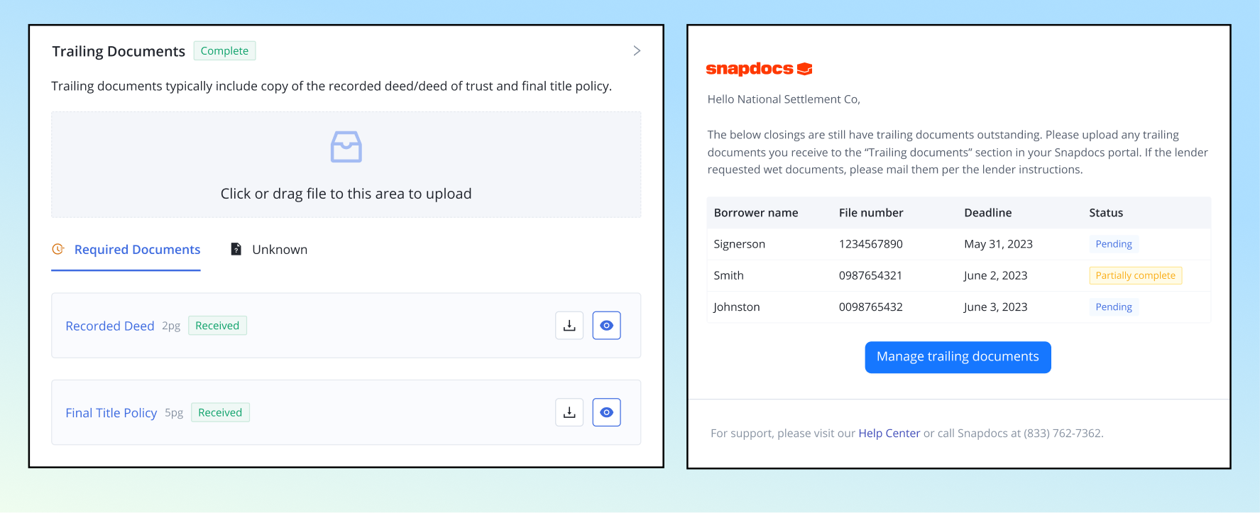 Trailing Document Management