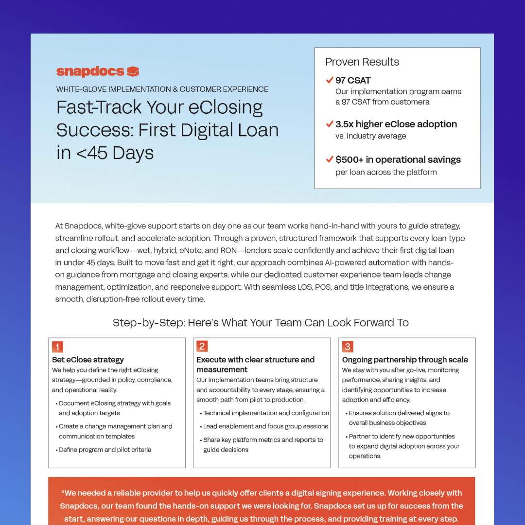 Datasheet — Snapdocs Implementation Success Framework